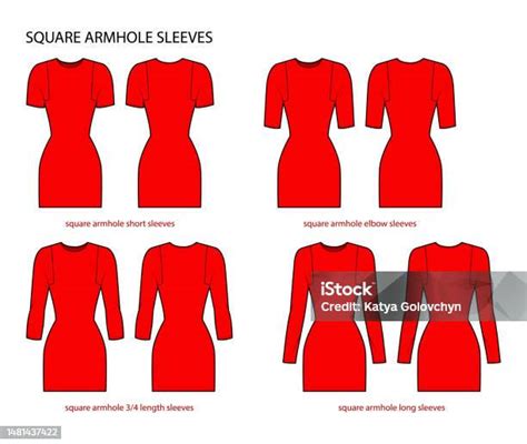 사각 암홀 소매 옷 세트 긴 짧은 34 팔꿈치 길이의 테크니컬 패션 일러스트레이션과 몸에 맞은 플랫 의류 템플릿 앞면 뒷면 여성 남성 남녀 공용 Cad 모형 0명에 대한