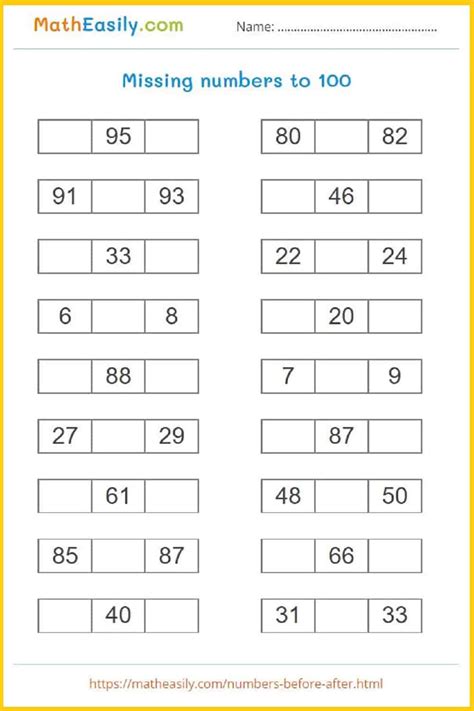 Before And After Numbers Worksheet FREE Printable HQ