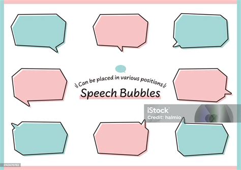 Vector Illustration Set Of Angular Shaped Speech Bubbles Pointing In Different Directions Stock