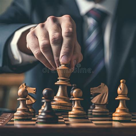 Businessman Making A Bold Move In A Chess Game Closeu Stock