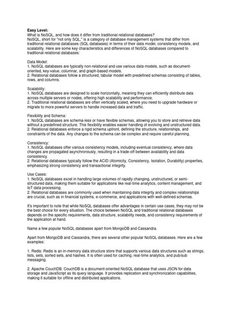 Nosql Interview Qanda Pdf No Sql Replication Computing