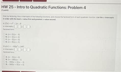 solved hw 25 intro to quadratic functions problem 4 1