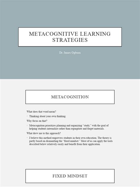 Metacognitive Learning Strategy 3 Pdf Mindset Metacognition