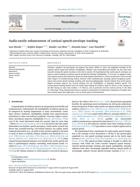 Pdf Audio Tactile Enhancement Of Cortical Speech Envelope Tracking
