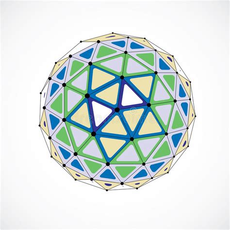 Abstract Vector Low Poly Object With Black Lines And Dots Connected
