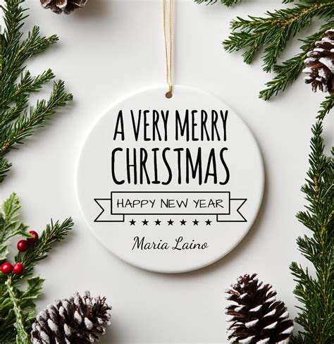 custom christmas ornaments printed merry christmas tree decor christmas hangings white