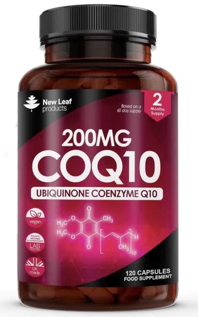 Coq10 Co Enzyme Pure Ubiquinone Cq10 Of Coenzyme Q10 200mg 120 Vegan