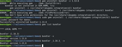 Ruby On Rails Cannot Use Specific Version Of Bundler Stack Overflow
