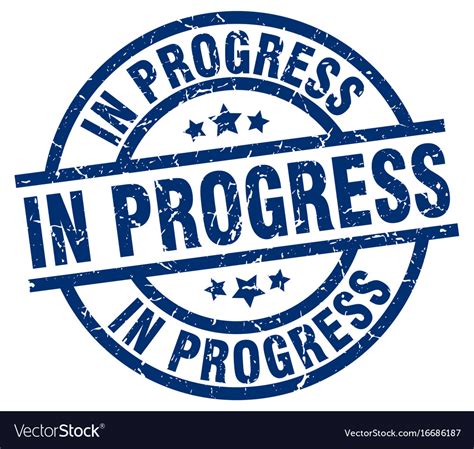 In Progress Blue Round Grunge Stamp Royalty Free Vector
