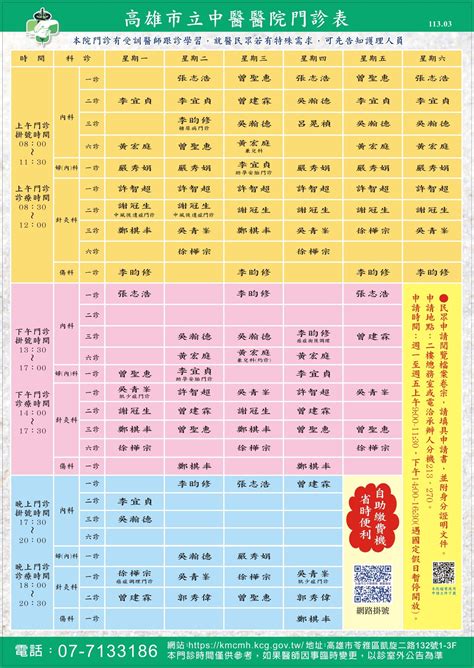 高雄市立中醫醫院全球資訊網 收費標準