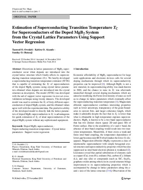 Pdf Estimation Of Superconducting Transition Temperature T C For Superconductors Of The Doped