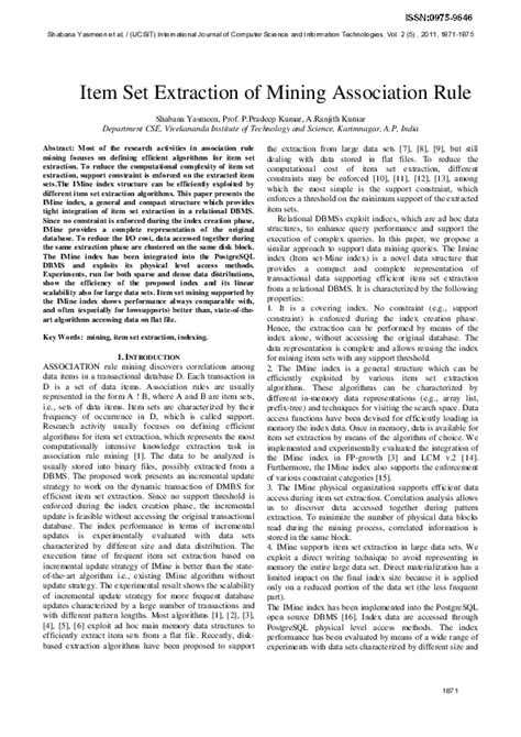 Pdf Item Set Extraction Of Mining Association Rule