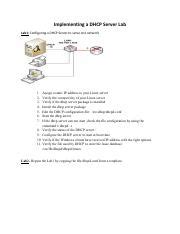 Implementing A DHCP Server Lab Pdf Implementing A DHCP Server Lab Lab Configuring A