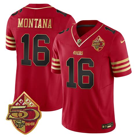 Mens Joe Montana San Francisco 49ers 50th Anniversary Patch Vapor