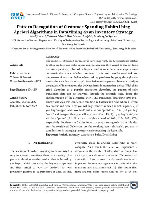 Pdf Pattern Recognition Of Customer Spending Habits Using Apriori
