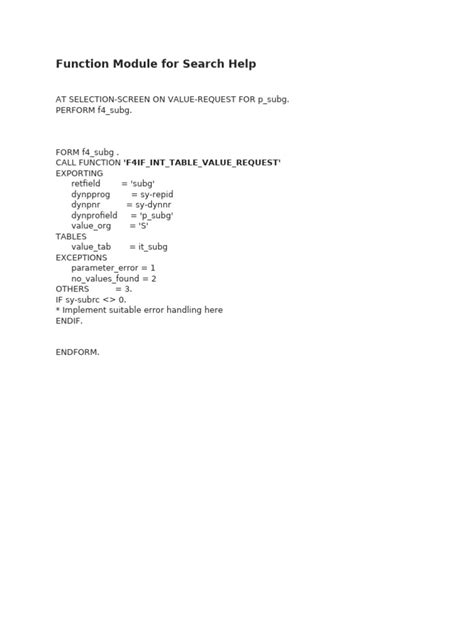 Sap Abap Search Help Function Module Pdf