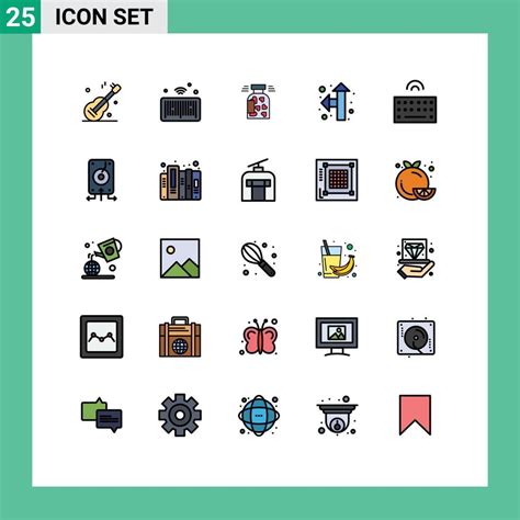 User Interface Pack Of 25 Basic Filled Line Flat Colors Of Keyboard Up Left Jar Pointer