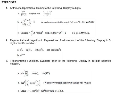 Solved EXERCISES 1 Arithmetic Operations Compute The Chegg Com