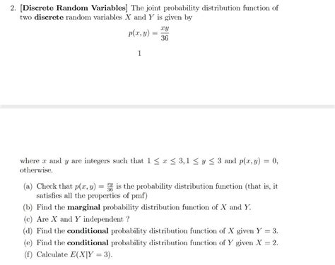 Solved Discrete Random Variables X And Y Are Discrete