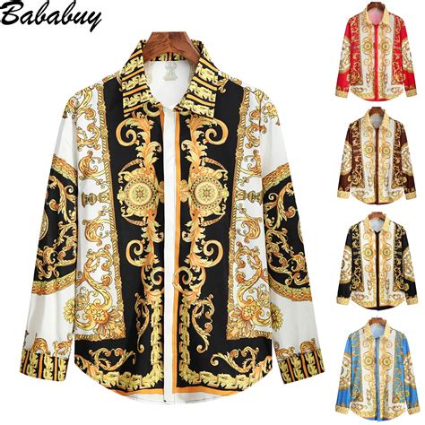 Bababuy Mens Royal Long Sleeve Shirts Casual Slim Fit Soft And Smooth Paisley Printed Shirt