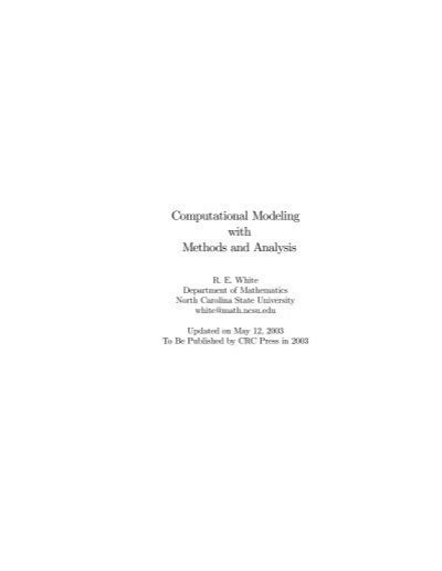 Computational Modeling With Methods And Analysis