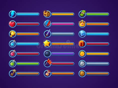 Game Progress Bars Vector Set Ui Cartoon Interface Stock Vector Illustration Of Shield Money