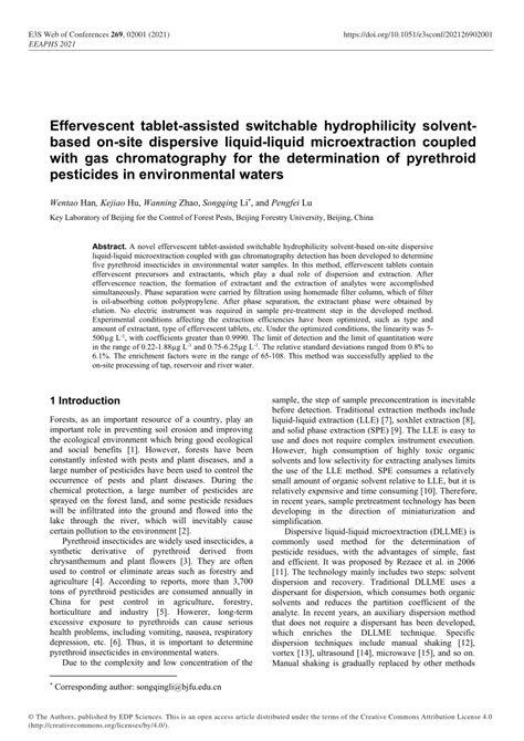Pdf Effervescent Tablet Assisted Switchable Hydrophilicity Solvent