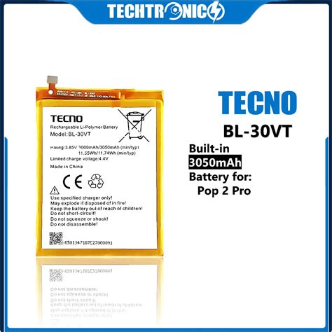 Battery Bl Vt Tecno Pop Pro Mah Shopee Philippines