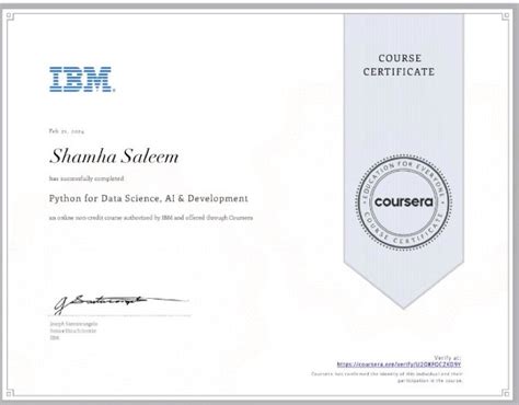 Shamha Saleem On Linkedin I Have Successfully Completed The Python For Data Science Ai