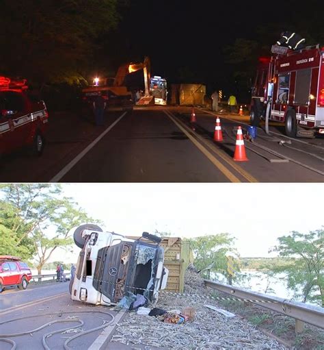 Caminhão Carregado Com Cana Tomba Em Ponte De Rodovia Uma Morte Foi