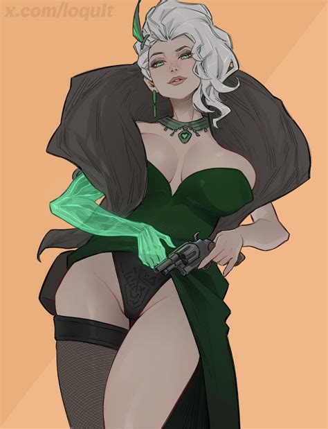 Loqu1t Lady Geist Deadlock Highres 1girl Breasts Clothes Lift