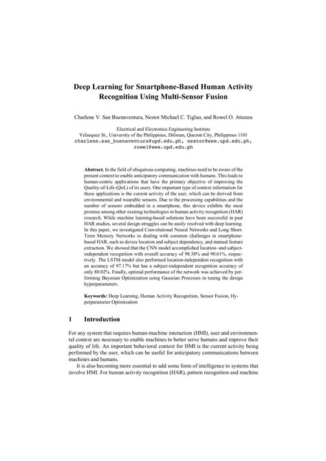 Pdf Deep Learning For Smartphone Based Human Activity Recognition