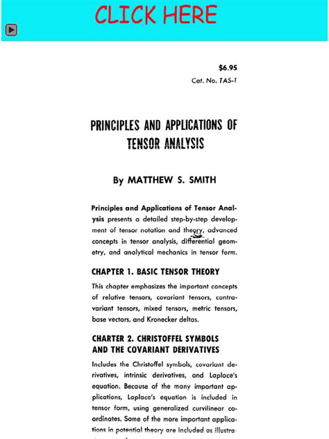 Analysis Principles And Applications Of Tensor Analysis M Smith Pdf