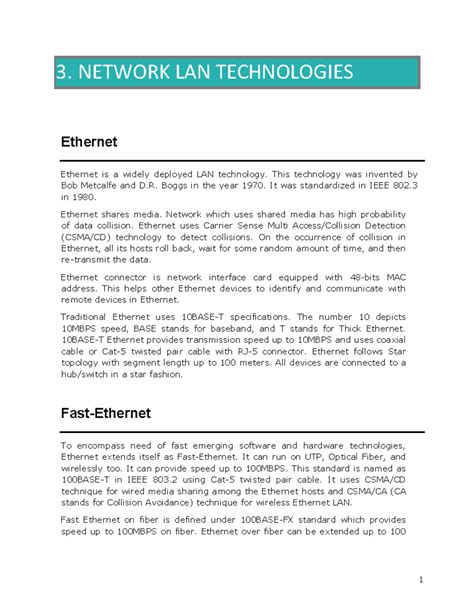 lecture 2 good networking 3 network lan technologies ethernet