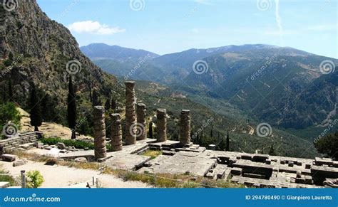 The Temple Of Apollo And Its Terrace The Religious Center Of Delphi Shrine And The Main Seat Of