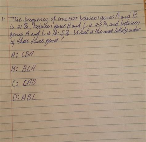 Solved The Frequency Of Crossover Between Genes A And B Is Chegg Com