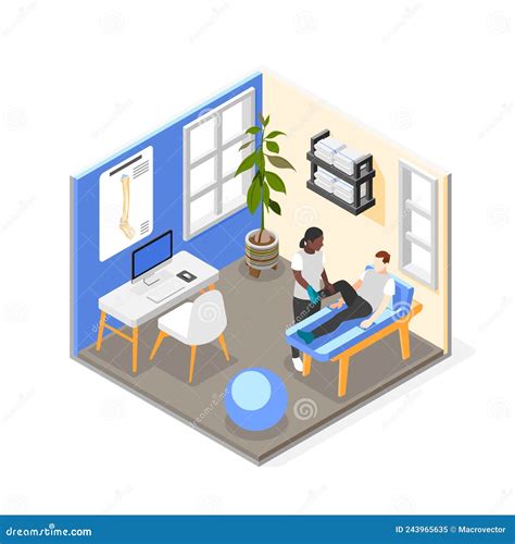 Rehabilitation Isometric Flowchart Composition Cartoon Vector
