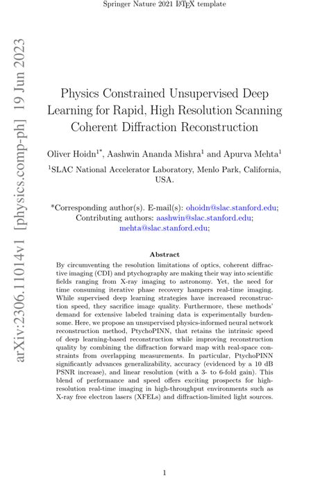 Pdf Physics Constrained Unsupervised Deep Learning For Rapid High