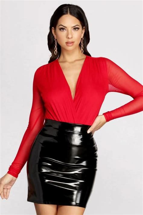A Hot Mesh Bodysuit Mesh Bodysuit Leather Skirt Outfit Bodysuit Fashion