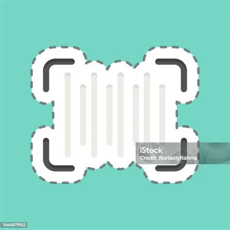 스티커 라인 컷 바코드 비접촉식 기호와 관련이 있습니다 심플한 디자인 편집 가능 간단한 그림 가격에 대한 스톡 벡터 아트 및
