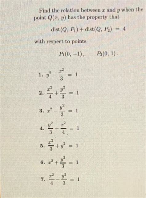 Solved Find The Relation Between X And Y When The Point Chegg Com