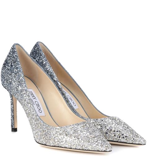 Jimmy Choo Romy 85 Glitter Pumps In Metallic Blue Lyst
