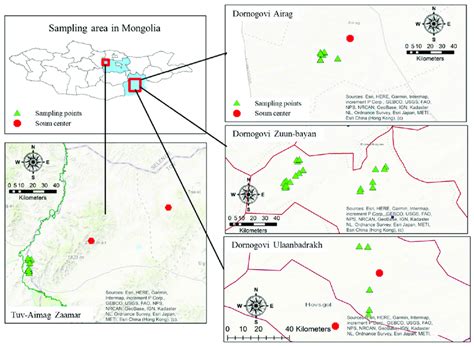 Sampling Location Sampling Areas In Tuv Aimag Zaamar Dornogovi Airag
