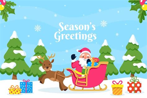 플랫 크리스마스 시즌 축하 배경 무료 벡터