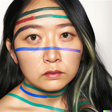 Asian Woman With Colored Lines In Her Face 2 • Viarami