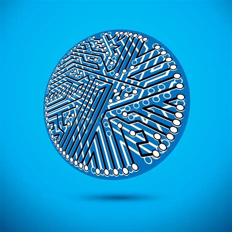 Vector Microchip Design Cpu Communication Technology Element Circuit Board In Round Shape