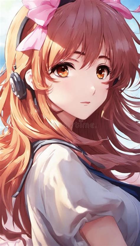 An Anime Girl With Blonde Hair And Blue Eyes Looks Into The Distance