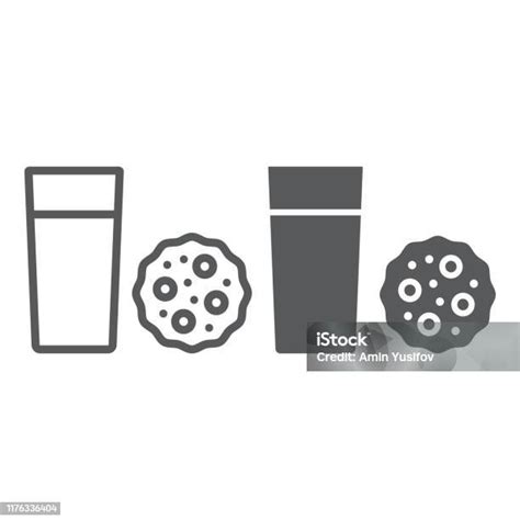우유와 쿠키 라인과 문양 아이콘 디저트와 달콤한 음식 기호 벡터 그래픽 흰색 배경에 선형 패턴 개념에 대한 스톡 벡터 아트 및 기타 이미지 Istock