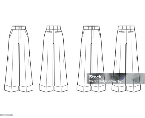 바지 옥스포드 테일러드 테크니컬 패션 일러스트레이션 통상 로우 웨이스트 하이라이즈 풀 길이 제트 포켓 0명에 대한 스톡 벡터 아트 및 기타 이미지 Istock
