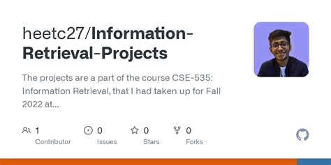 Github Heetc27information Retrieval Projects The Projects Are A Part Of The Course Cse 535
